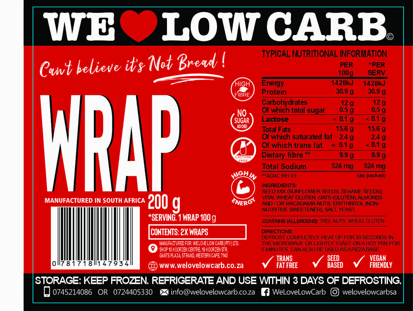 WLLC | Low Carb Wraps - Keto & Vegan Diet Friendly